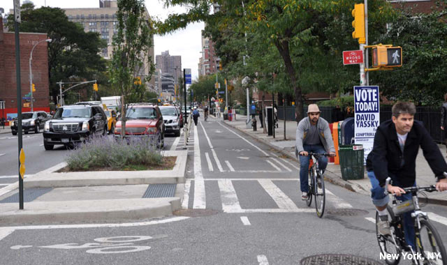 9th Avenue On-street Protected Bike Path, New York, NY - NACTO
